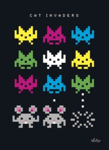Carte postale Cat Invaders - Chats & Cie - Vullo Illustrations